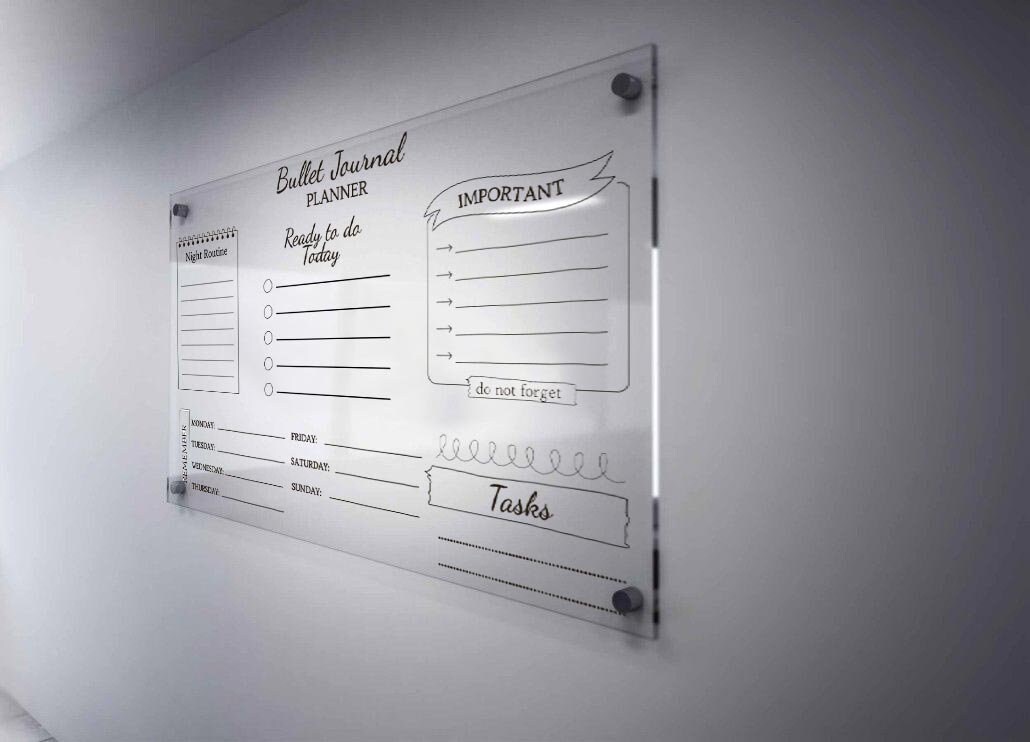 Transparent Acrylic Bullet Journal With 10 Markers for Wall Dry Erase ...