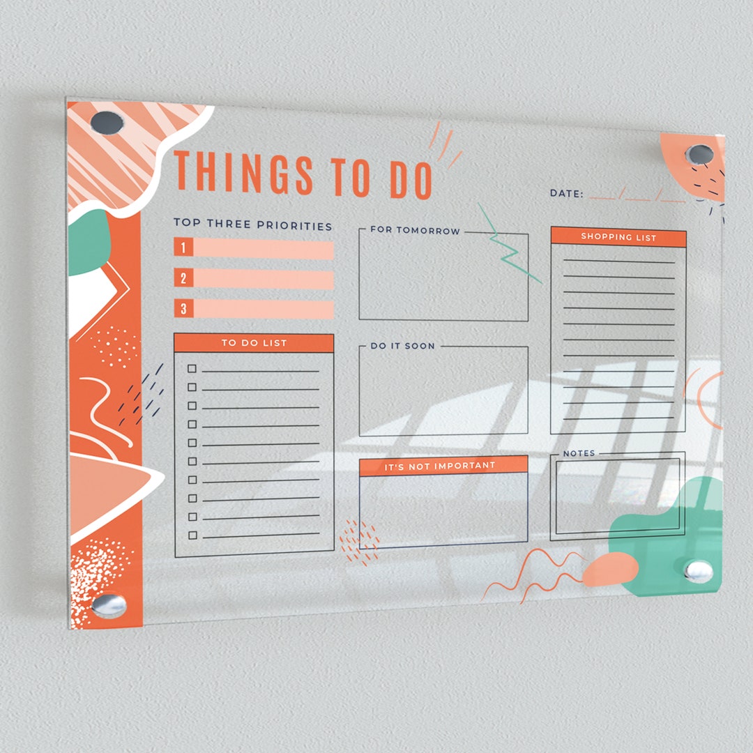 Perpetual Acrylic Calendar, to Do List With Side Notes, Large Wall ...