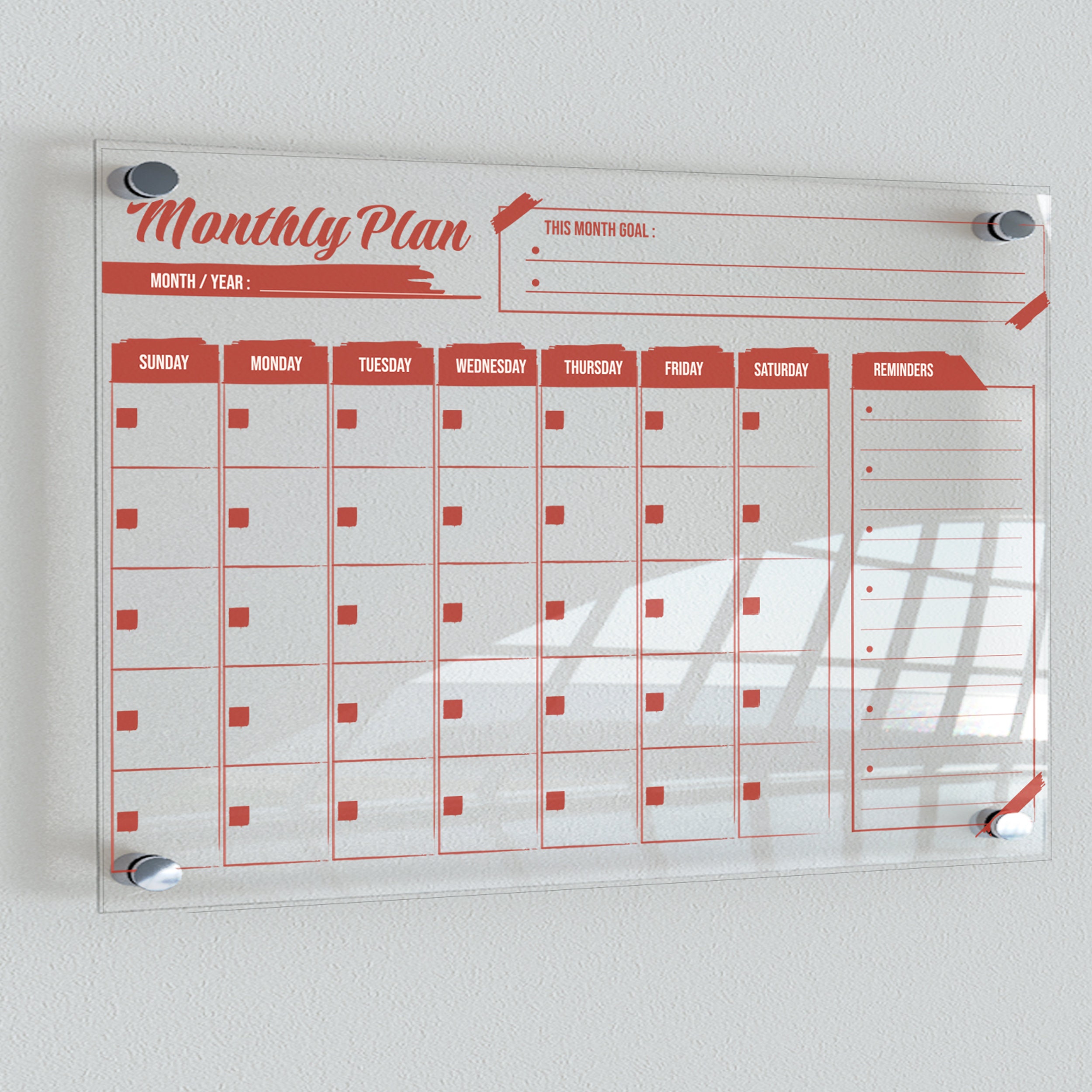 Monthly Life Plan, Monthly Calendar, Dry Erase Board, Weekly Calendar ...