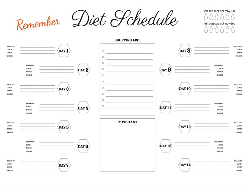 Diet Schedule With 10 Colorful Markers for Wall Transparent Acrylic ...