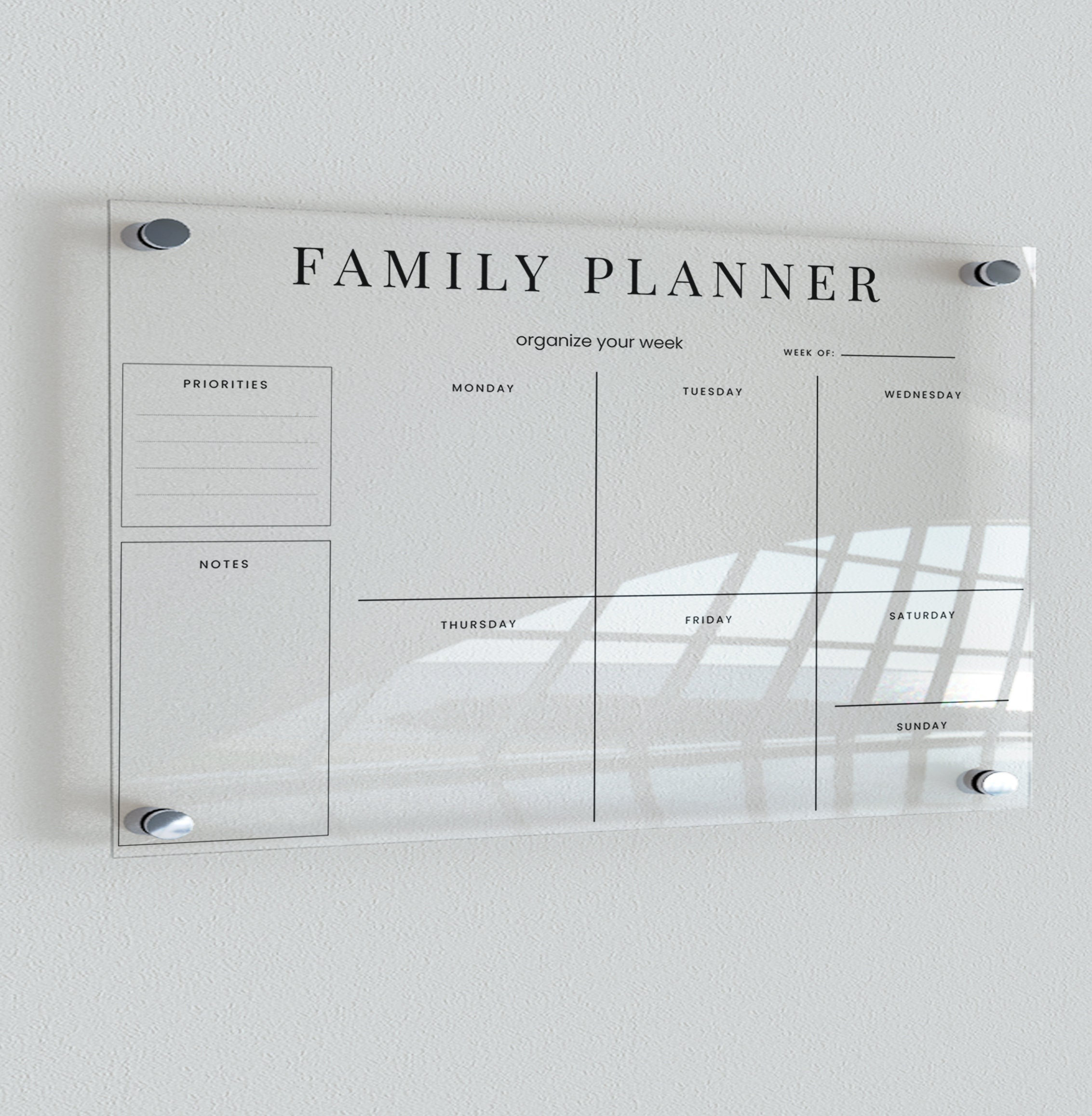 Personalized Acrylic Family Planner Acrylic Life Planner Weekly Monthly ...