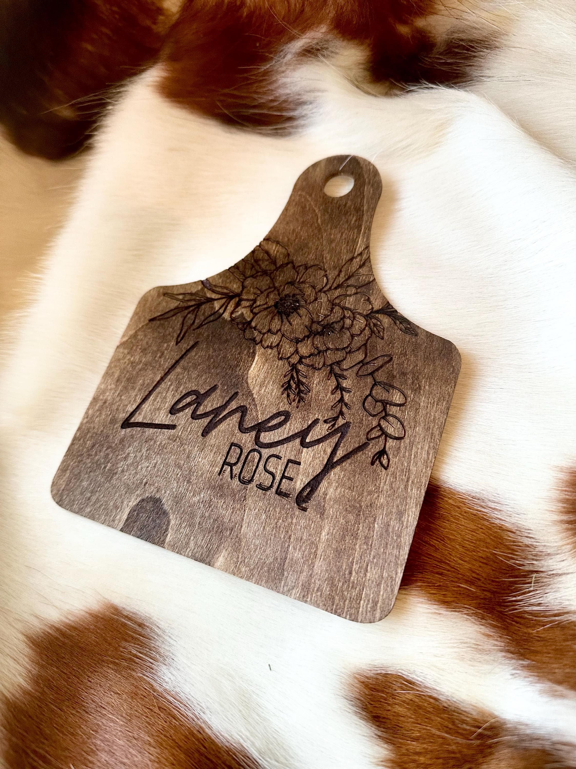 Engraved Wooden Cow Tag Birth Announcement Sign: Newborn Name - Etsy