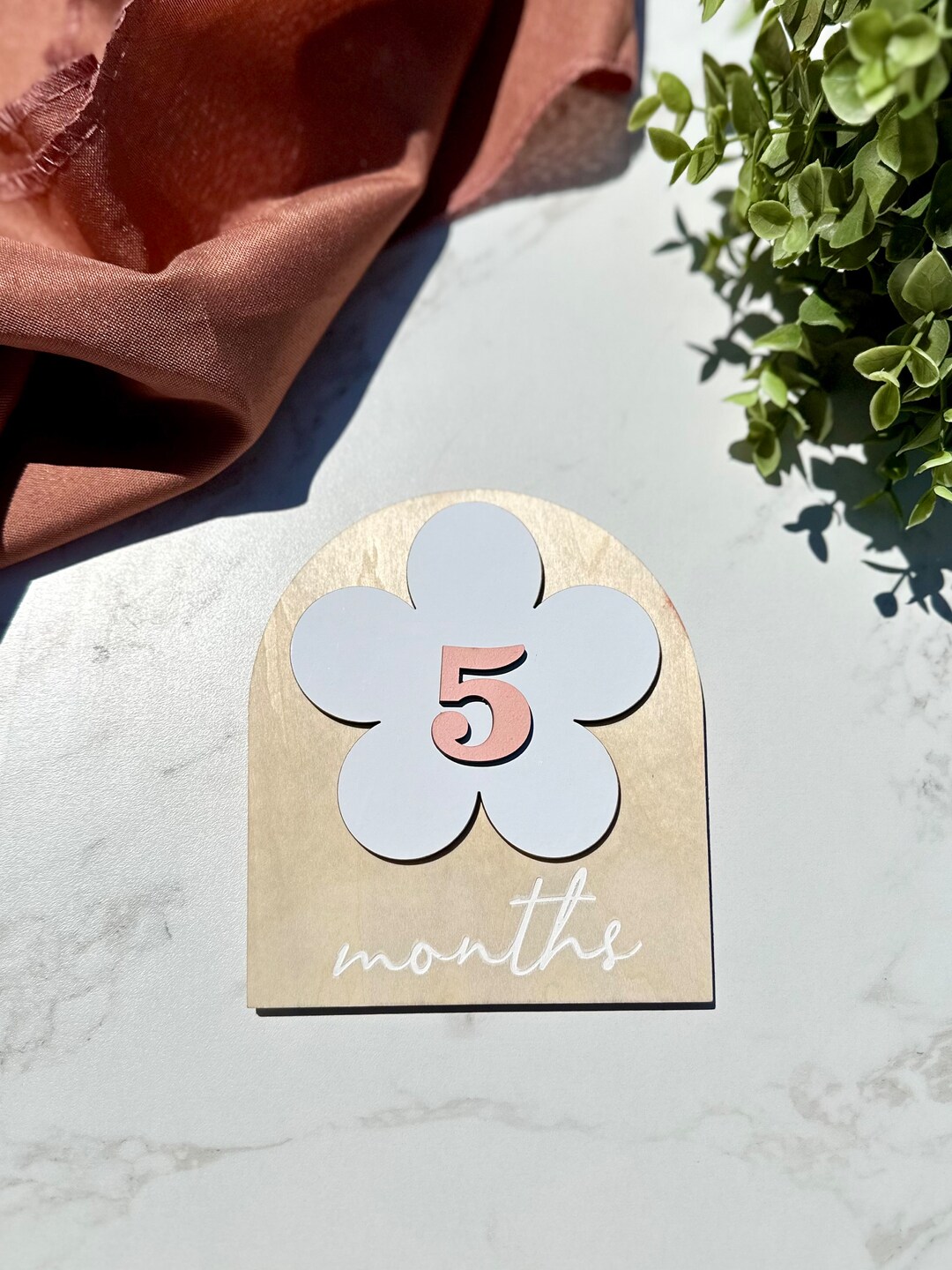 Flower Monthly Milestone Baby Gift Birth Announcement Sign Baby Shower ...