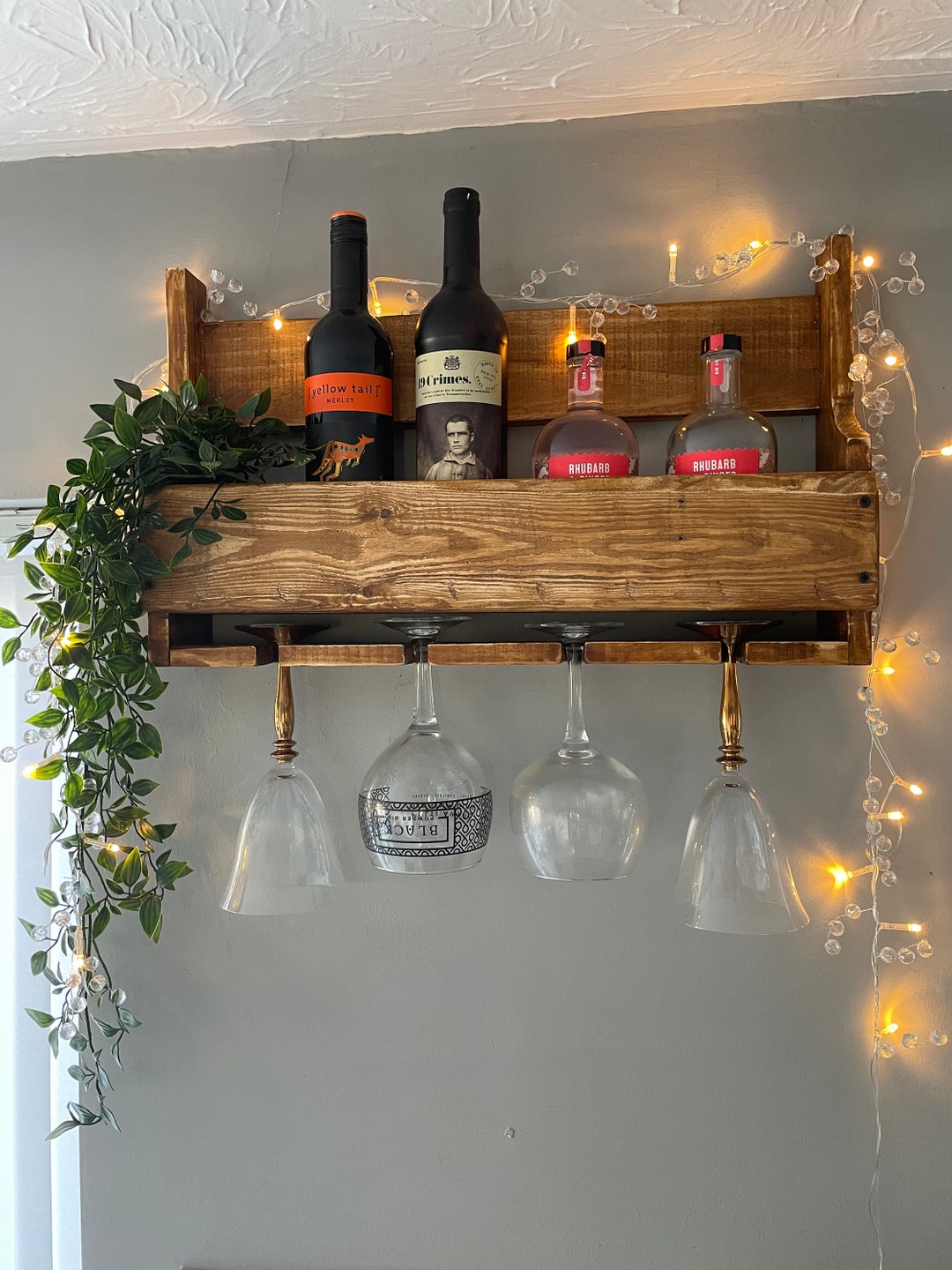 Wall Mounted Home Bar, Drinks Shelf, Gin Rack, Wine Rack. - Etsy