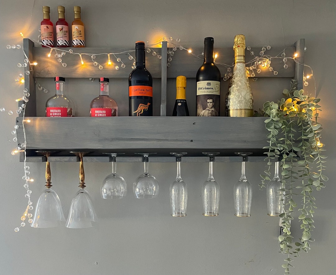 Rustic Wine Rack Wall Mounted Home Bar Laura Ashley Colours. - Etsy