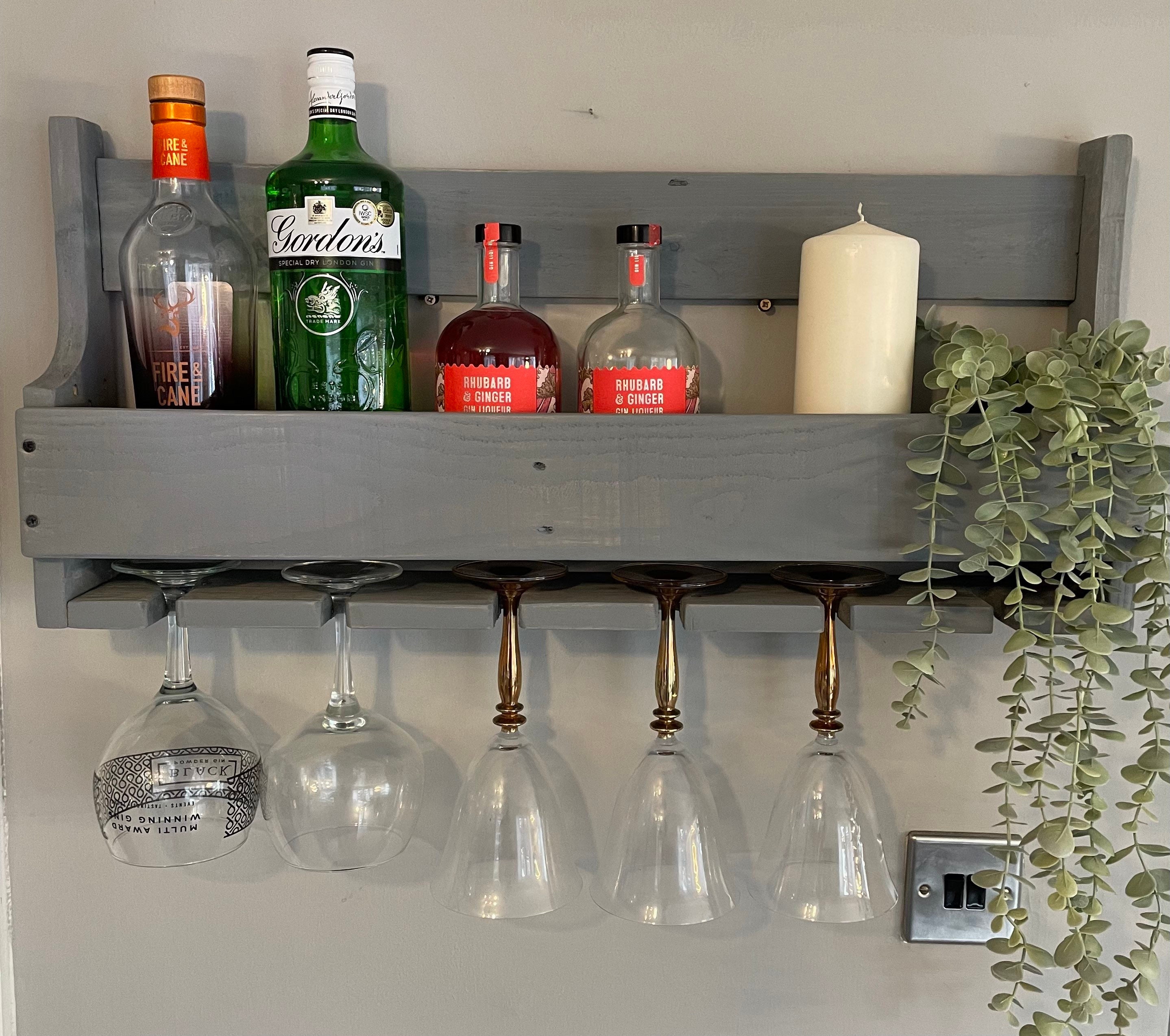 Rustic Wine Rack Wall Mounted Home Bar Laura Ashley Colours. - Etsy