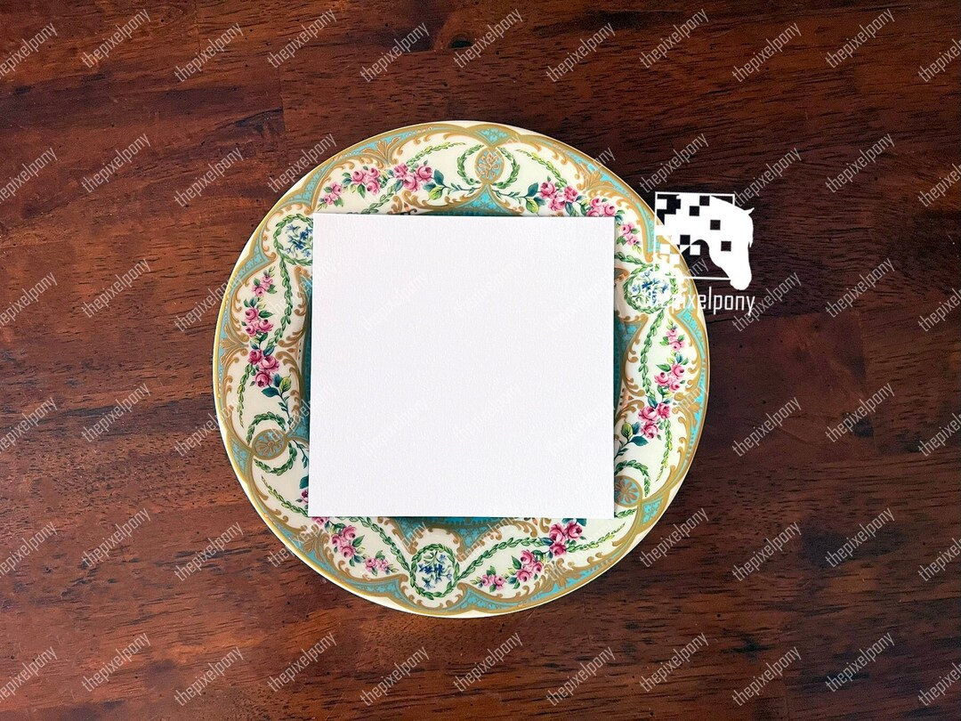 Wedding Invitation Card Mockup - 5x5 Square Card With Tea Plate Easy ...
