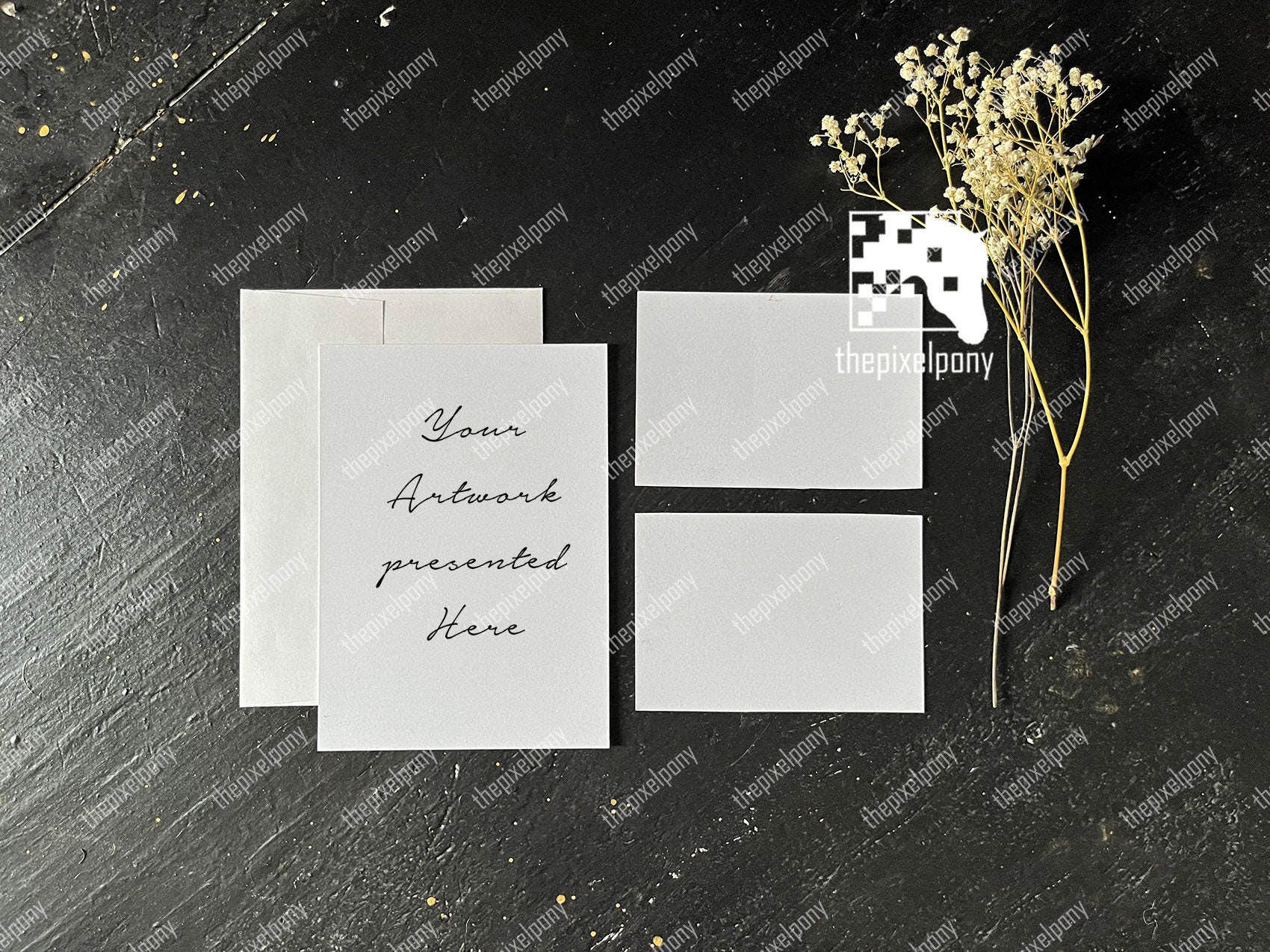 Wedding Invitation Card Mockup - 5x7 With 2 3.5x5 Cards and Vintage ...