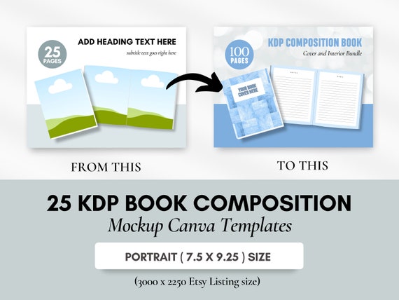Canva Mockup Templates KDP Book Mockup 7.5x9.25 Portrait. - Etsy Australia