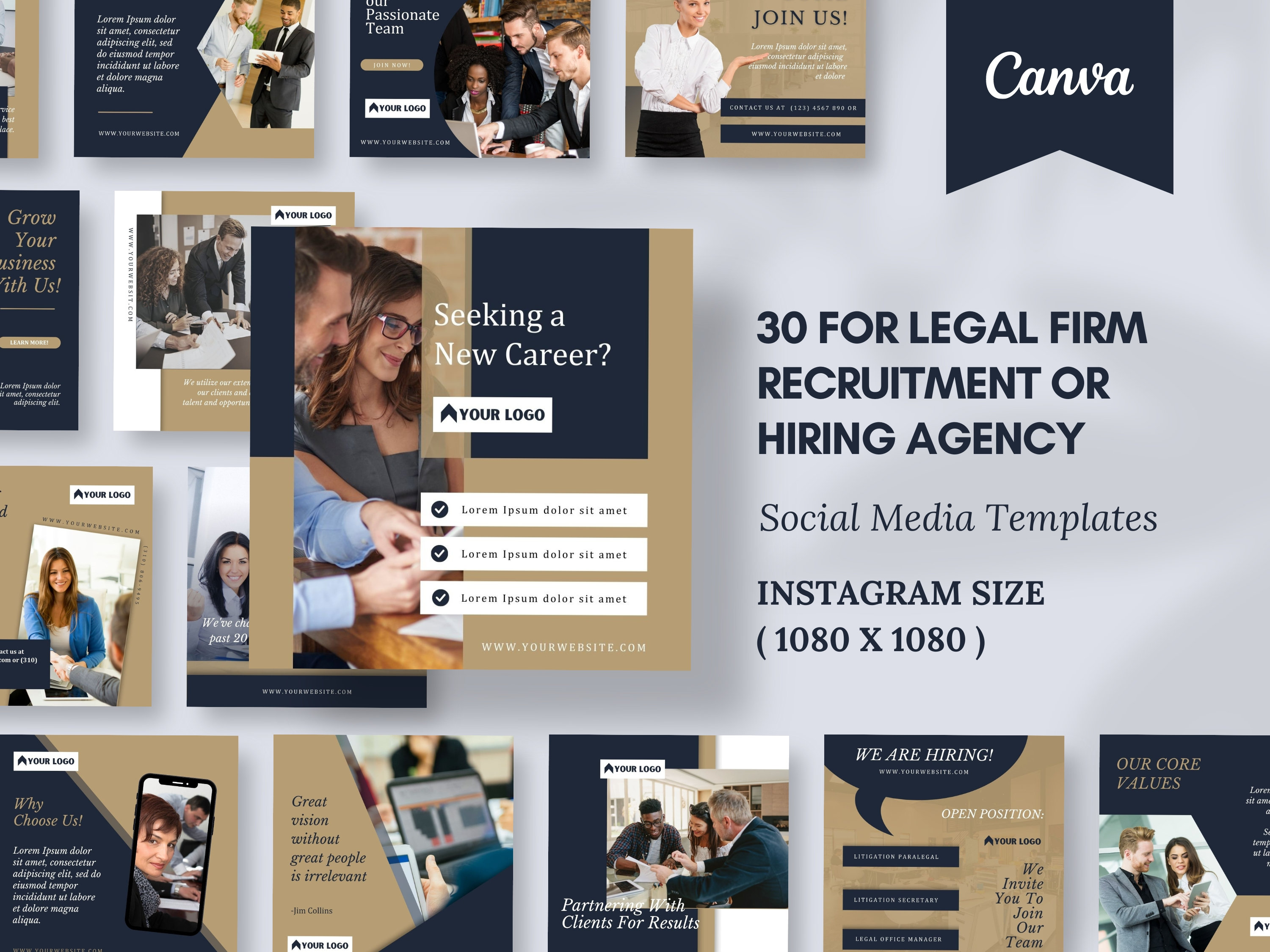 Hiring Recruitment Instagram Posts Canva Templates Customizable Job ...