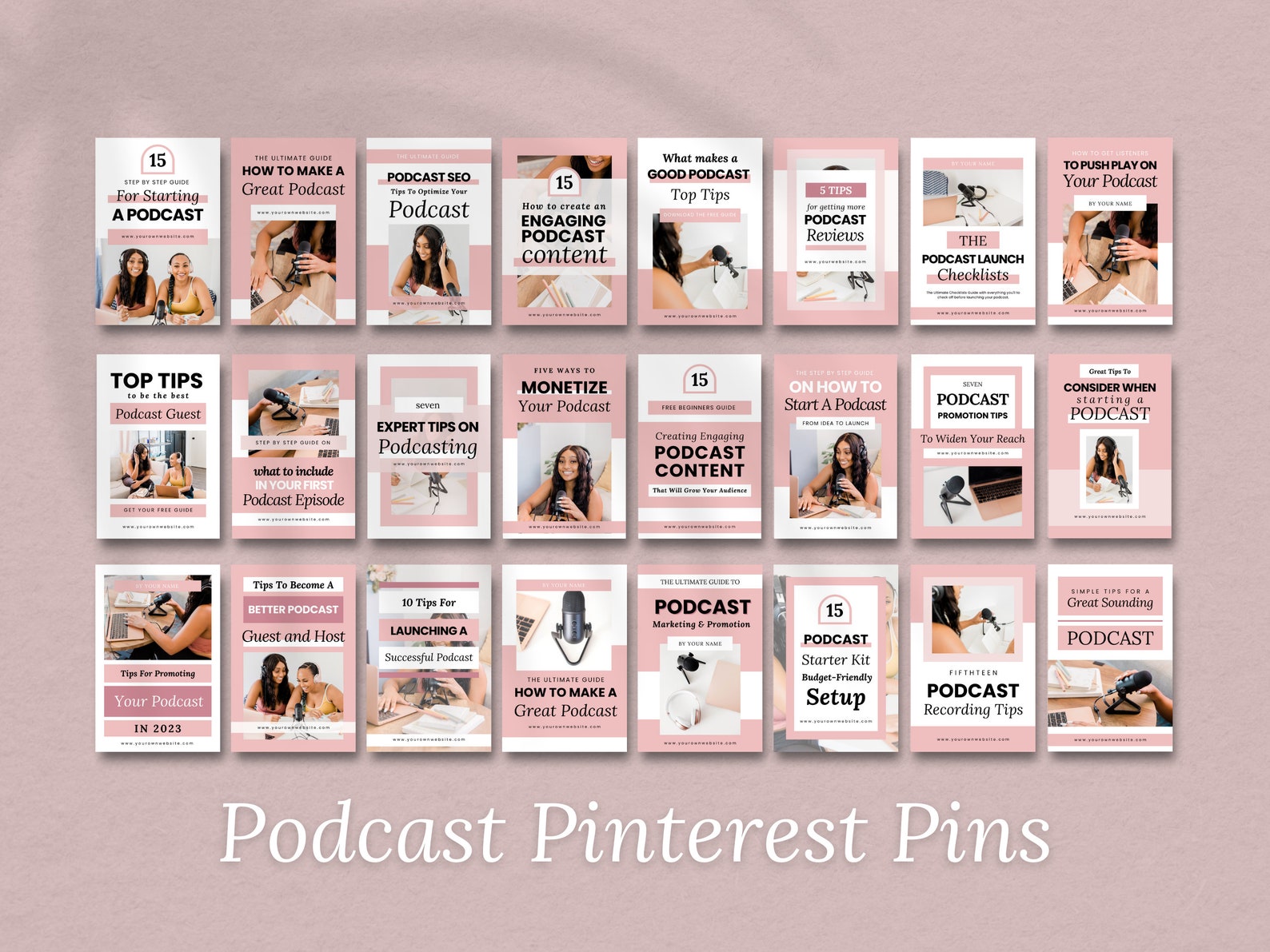 25 Podcast Pinterest Pins Canva Templates | Can Be Use as a Lead Magnet ...