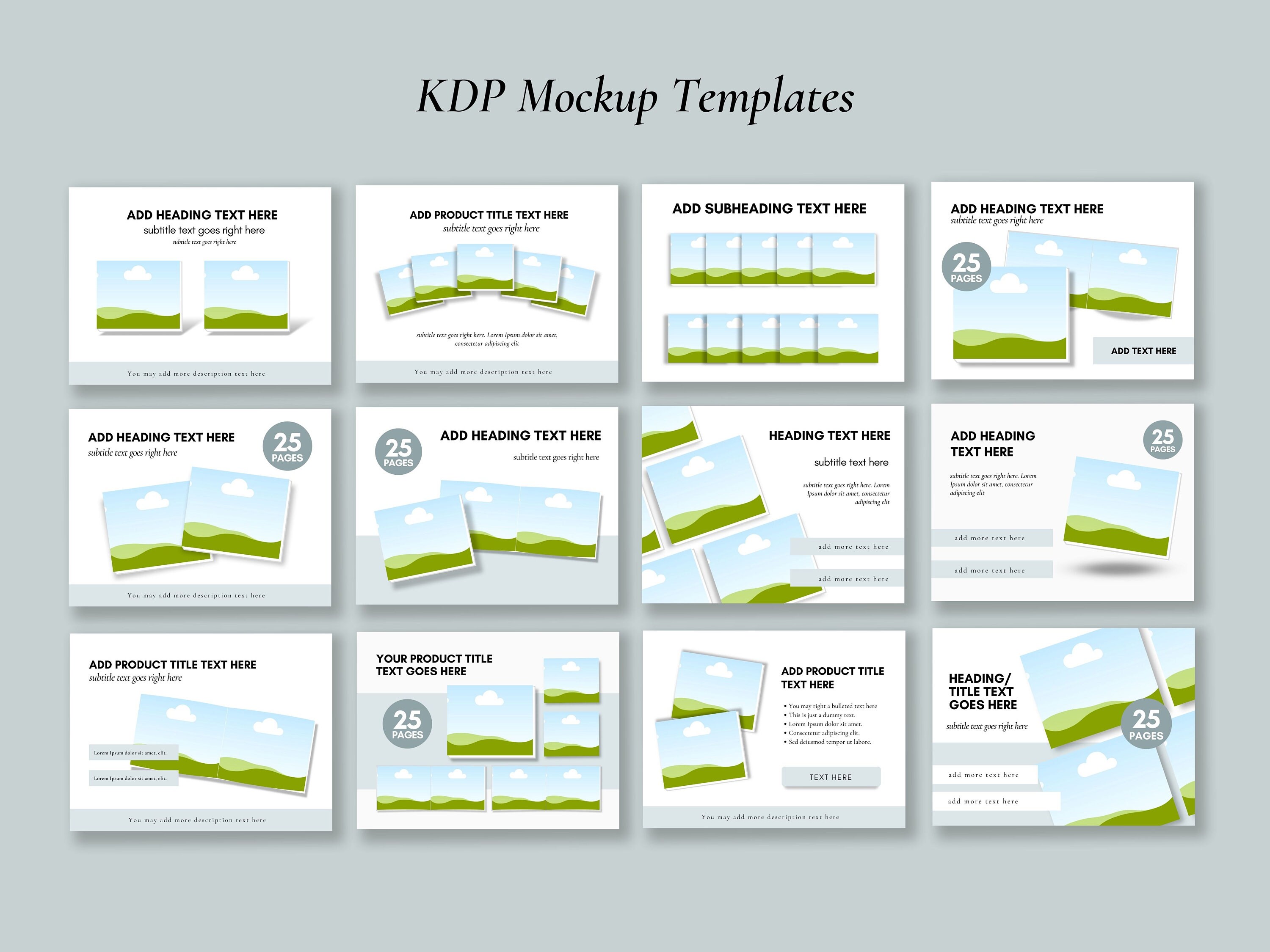 Canva Mockup Templates, KDP Book Mockup, 7.5x9.25 Landscape. Book ...