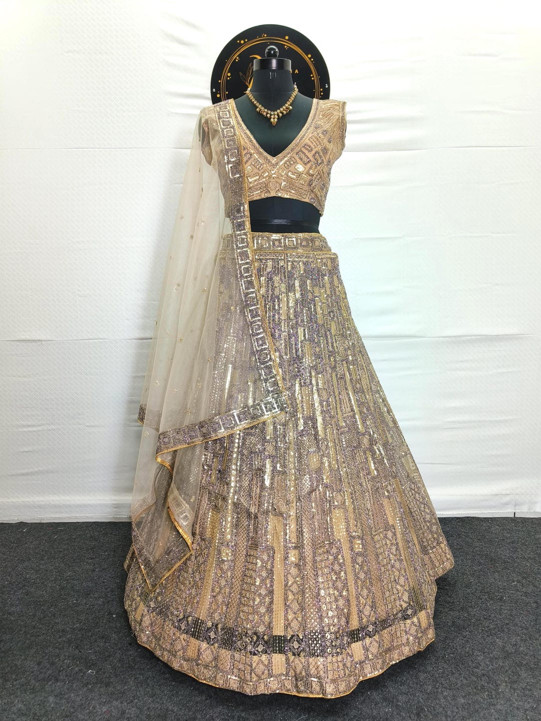 Golden Net Lehenga Choli: Indian Wedding Ethnic Wedding Outfit Party ...