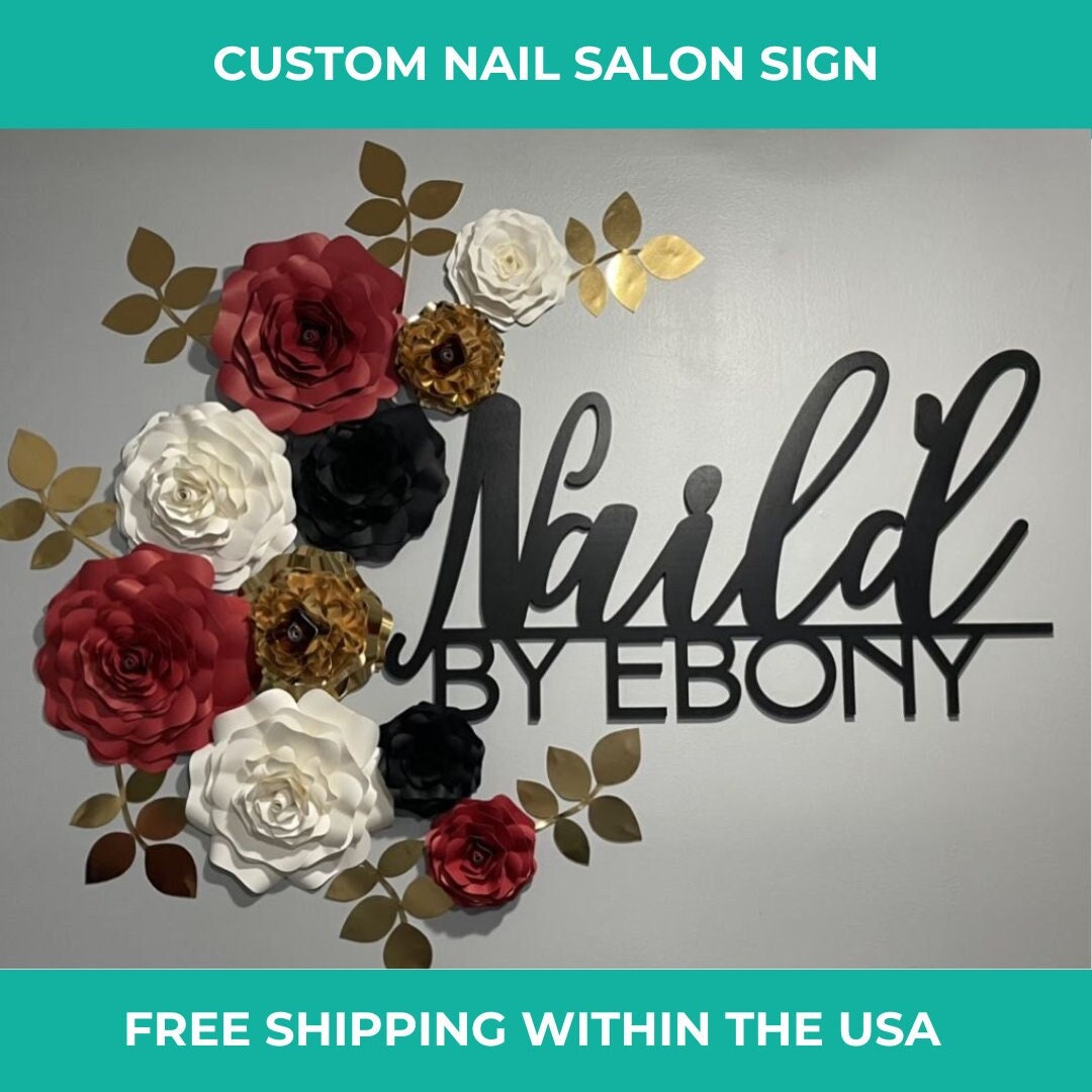 Custom Nail Salon Signage Double Name Sign, Personalized Name Sign ...