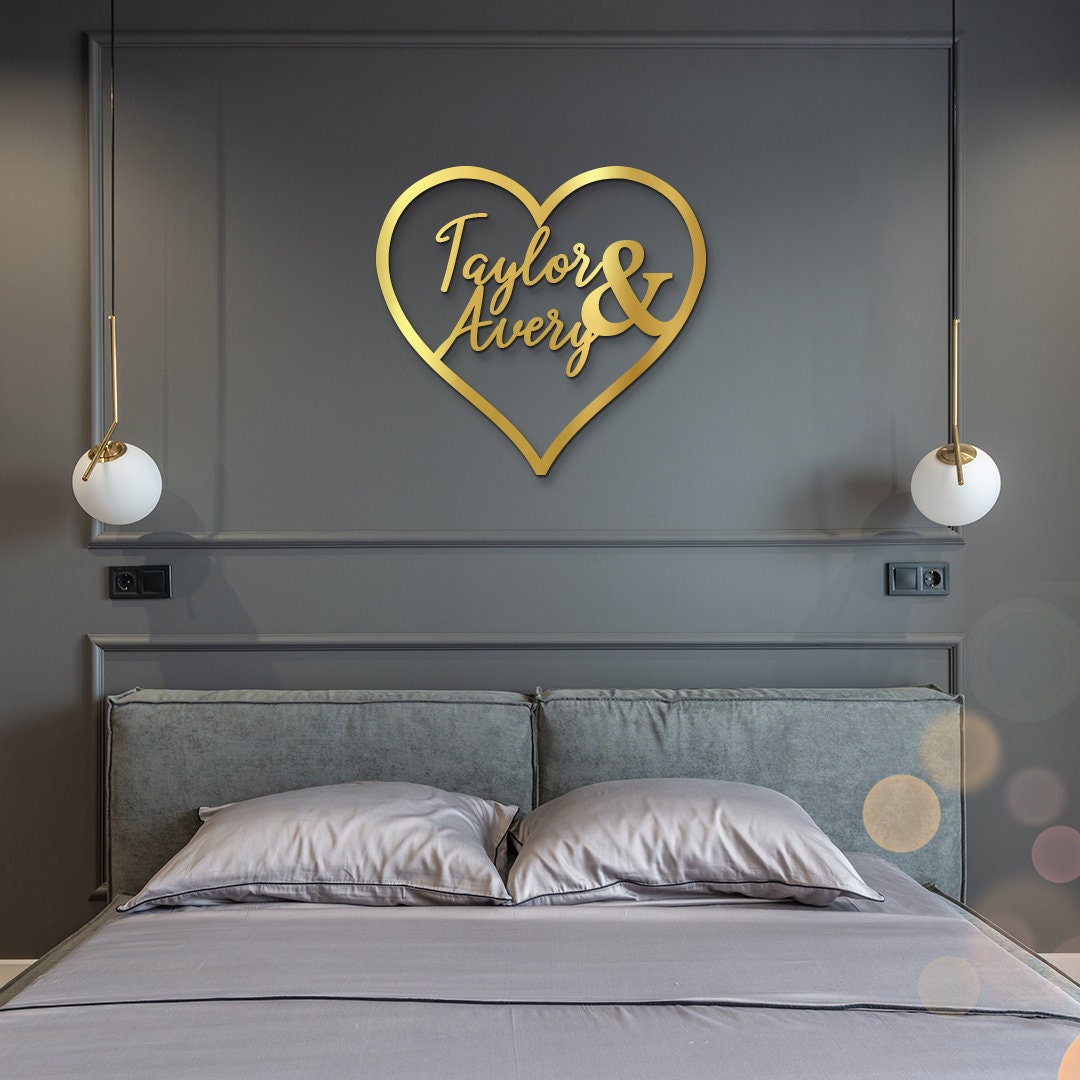 Couple Custom Heart Name Sign Personalized Name Sign, Heart Shaped Name ...