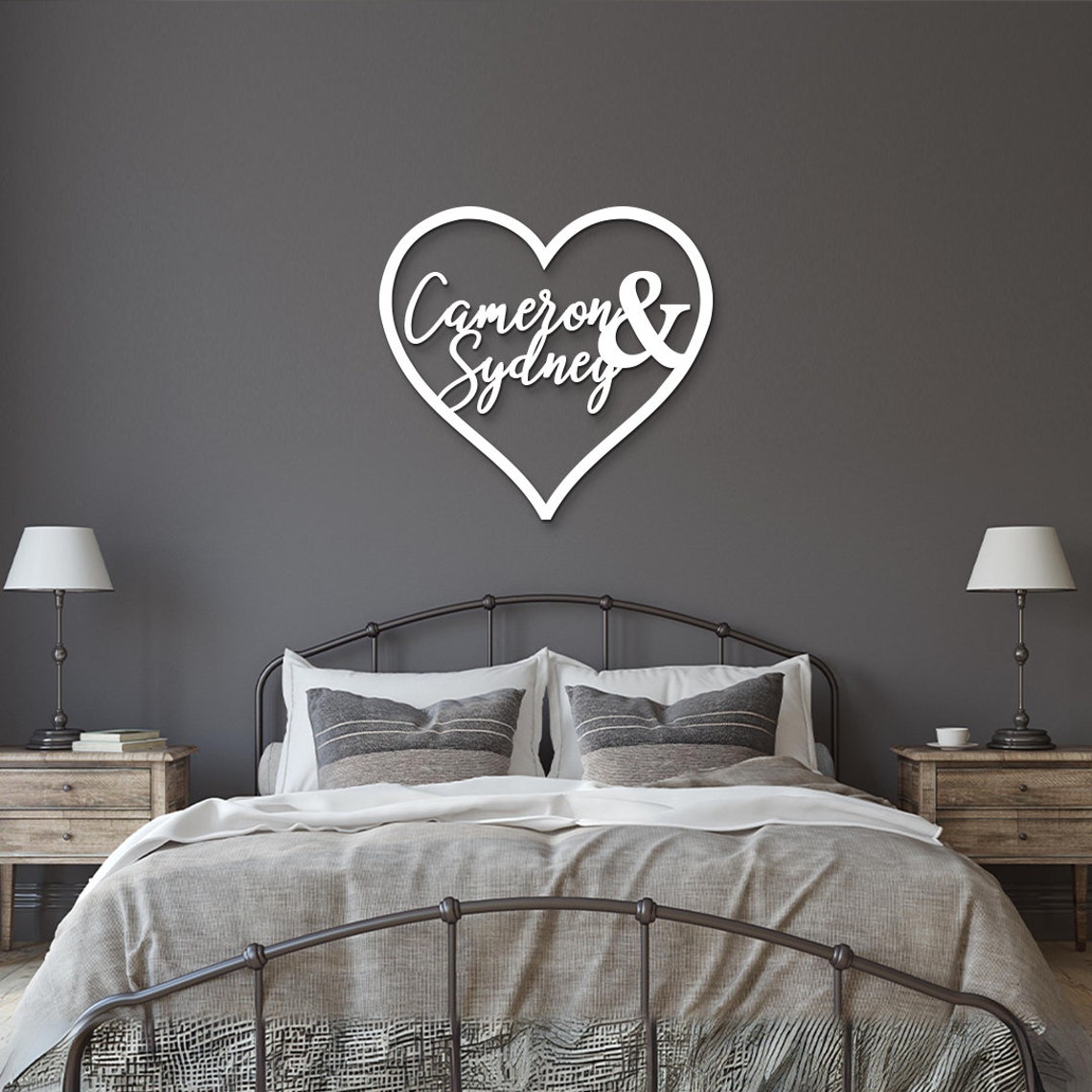 Couple Custom Heart Name Sign Personalized Name Sign, Heart Shaped Name ...
