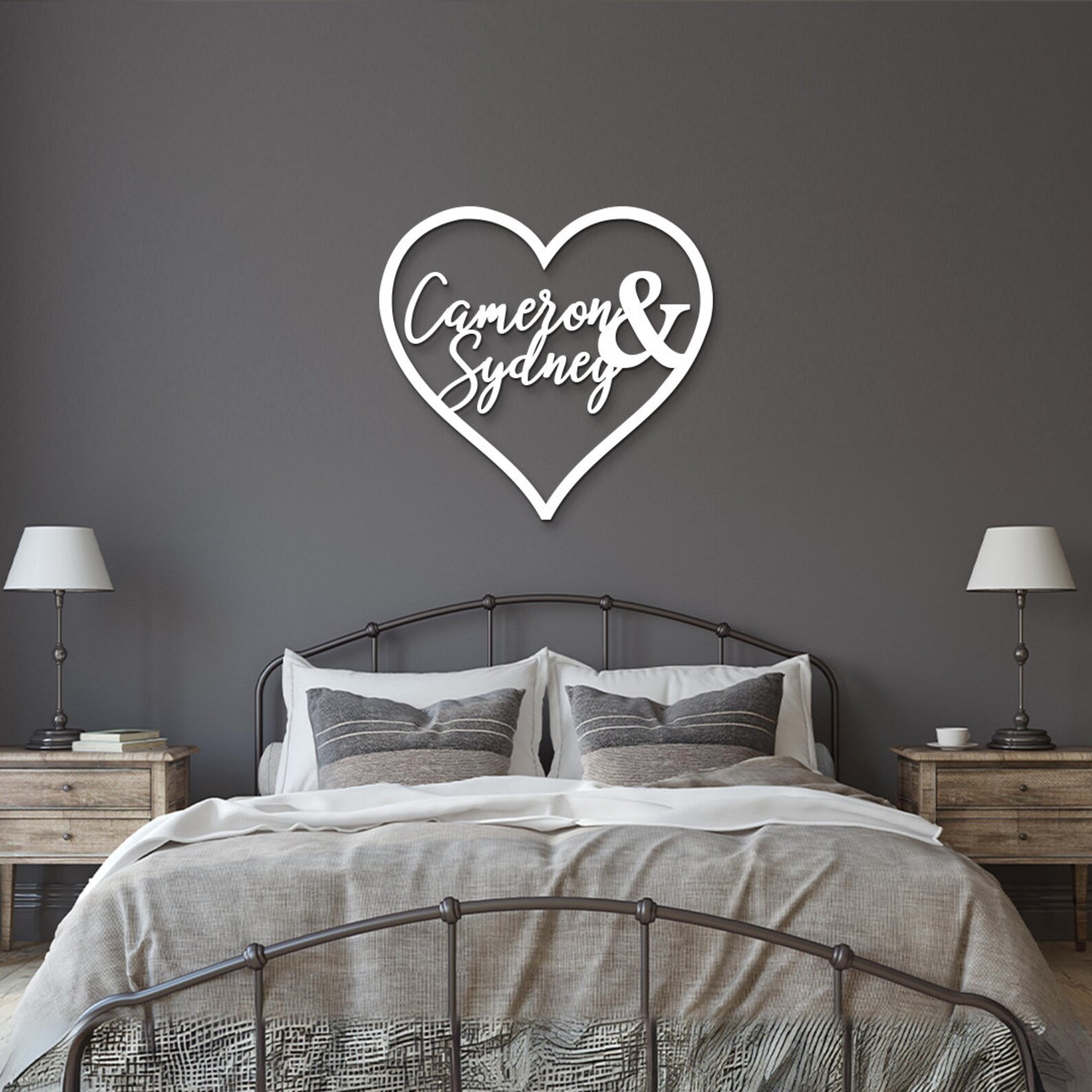 Couple Custom Heart Name Sign Personalized Name Sign, Heart Shaped Name ...