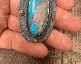 Handmade Bisbee Turquoise Necklace, Sterling Silver Rustic Necklace - Etsy