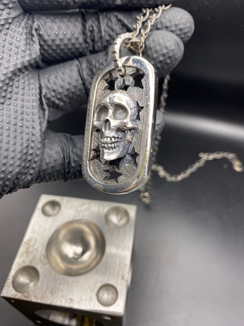 Giant Skull Tag Sterling Silver - Etsy
