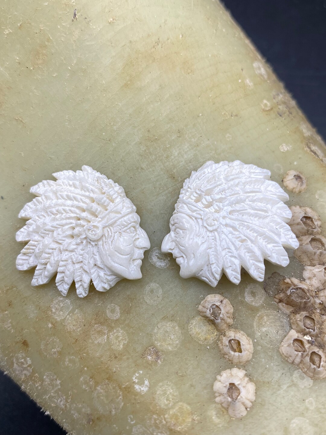 Handmade Native American Bone Face Cabochons - Water Buffalo Bone (23 ...