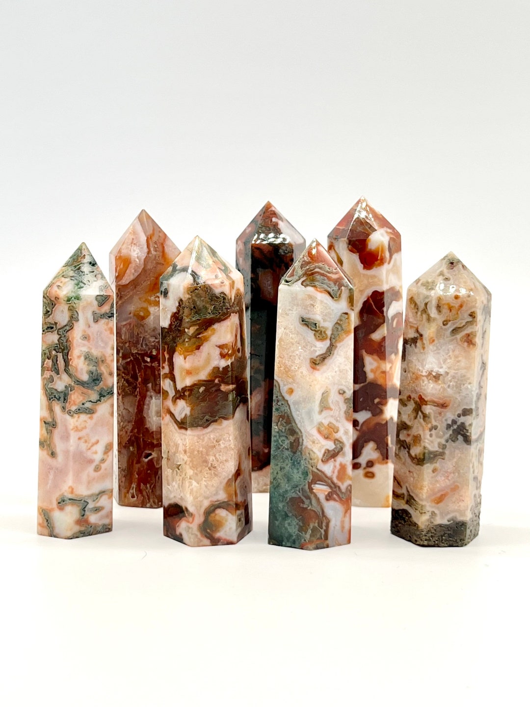 Pointe de cornaline/agate mousse - Tour d'agate mousse rouge - Tour de ...