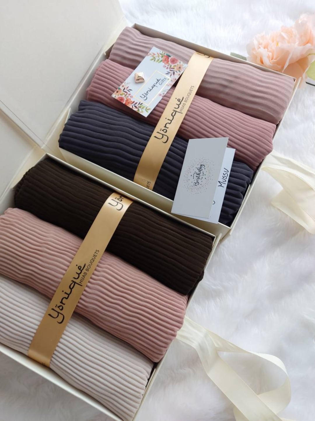 Luxury Hijab Gift Box, Eid Scarf Gift Box, Scarf Box,ribbed Chiffon ...
