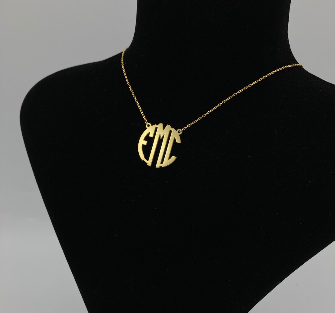 Custom Monogram Necklace: 925 Silver, 14K Gold Letter Pendant - Etsy