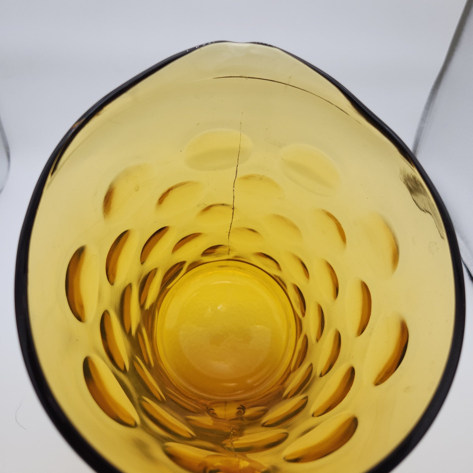 Hazel Atlas El Dorado Amber Glass Optic Coin Dot Pitcher Barware ...