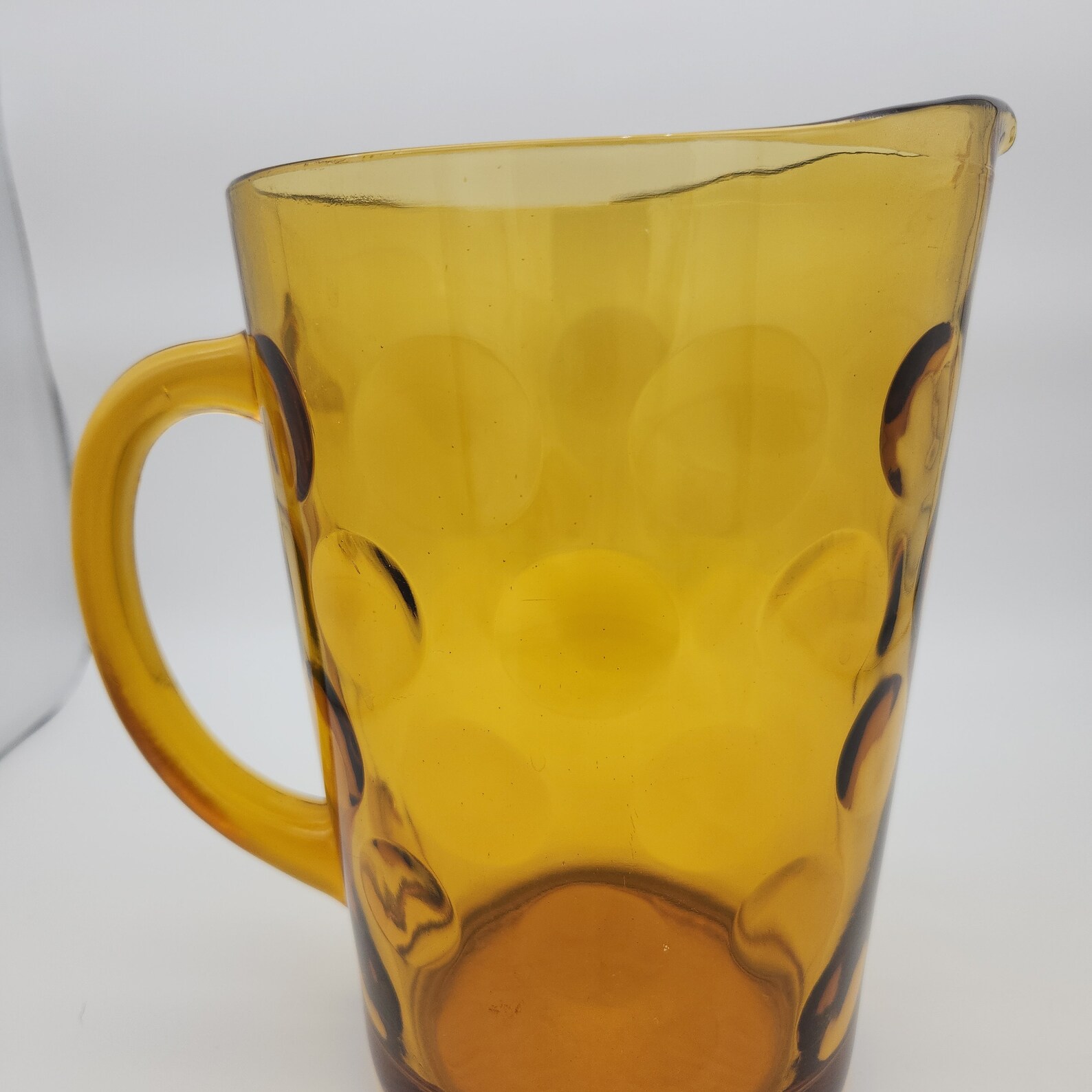 Hazel Atlas El Dorado Amber Glass Optic Coin Dot Pitcher Barware ...