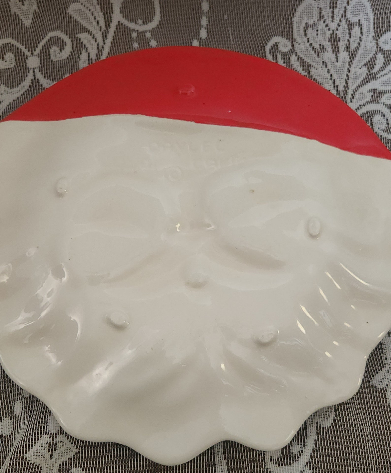 Vintage Santa Claus Face Plate Serving Tray Cookie Platter Davlee ...