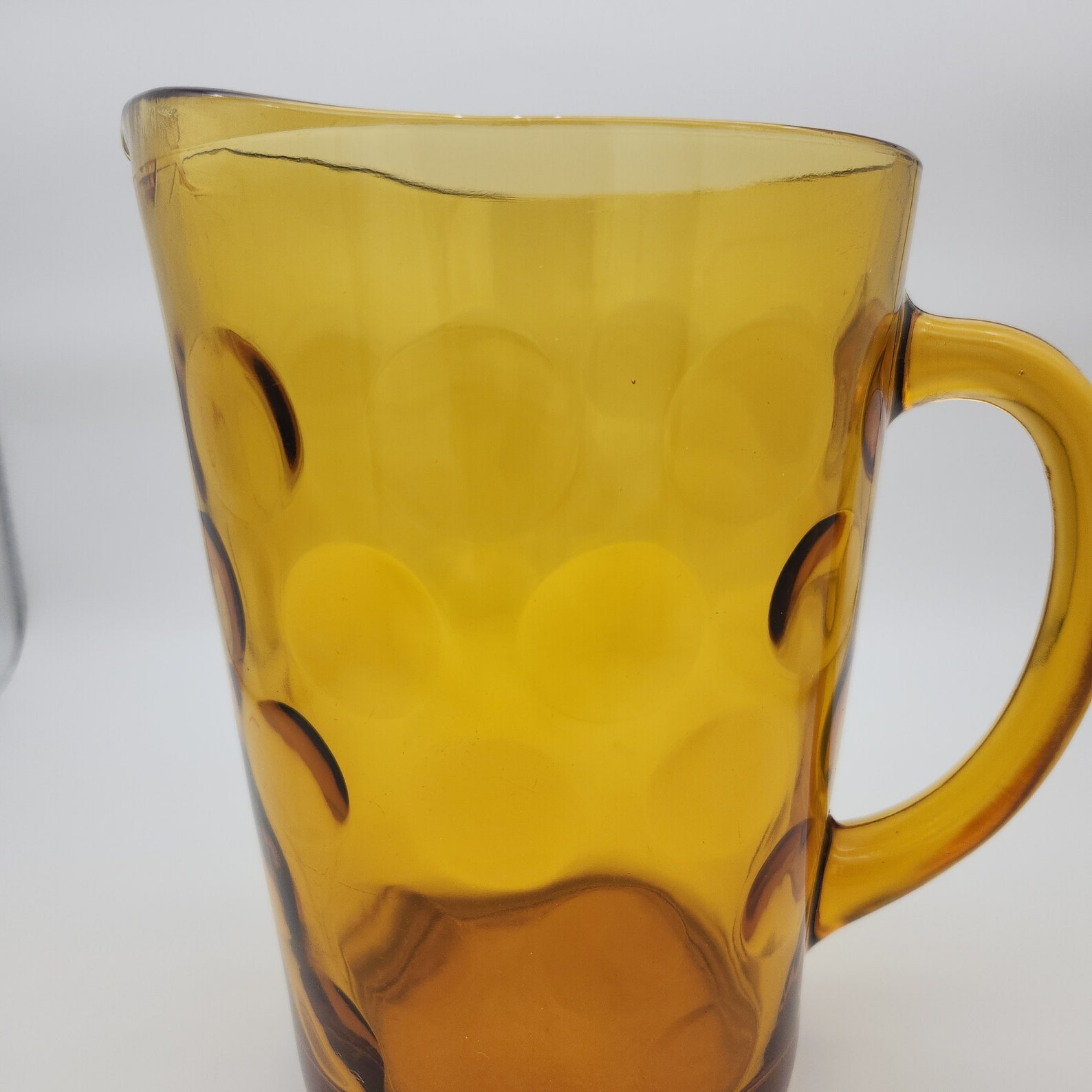 Hazel Atlas El Dorado Amber Glass Optic Coin Dot Pitcher Barware ...