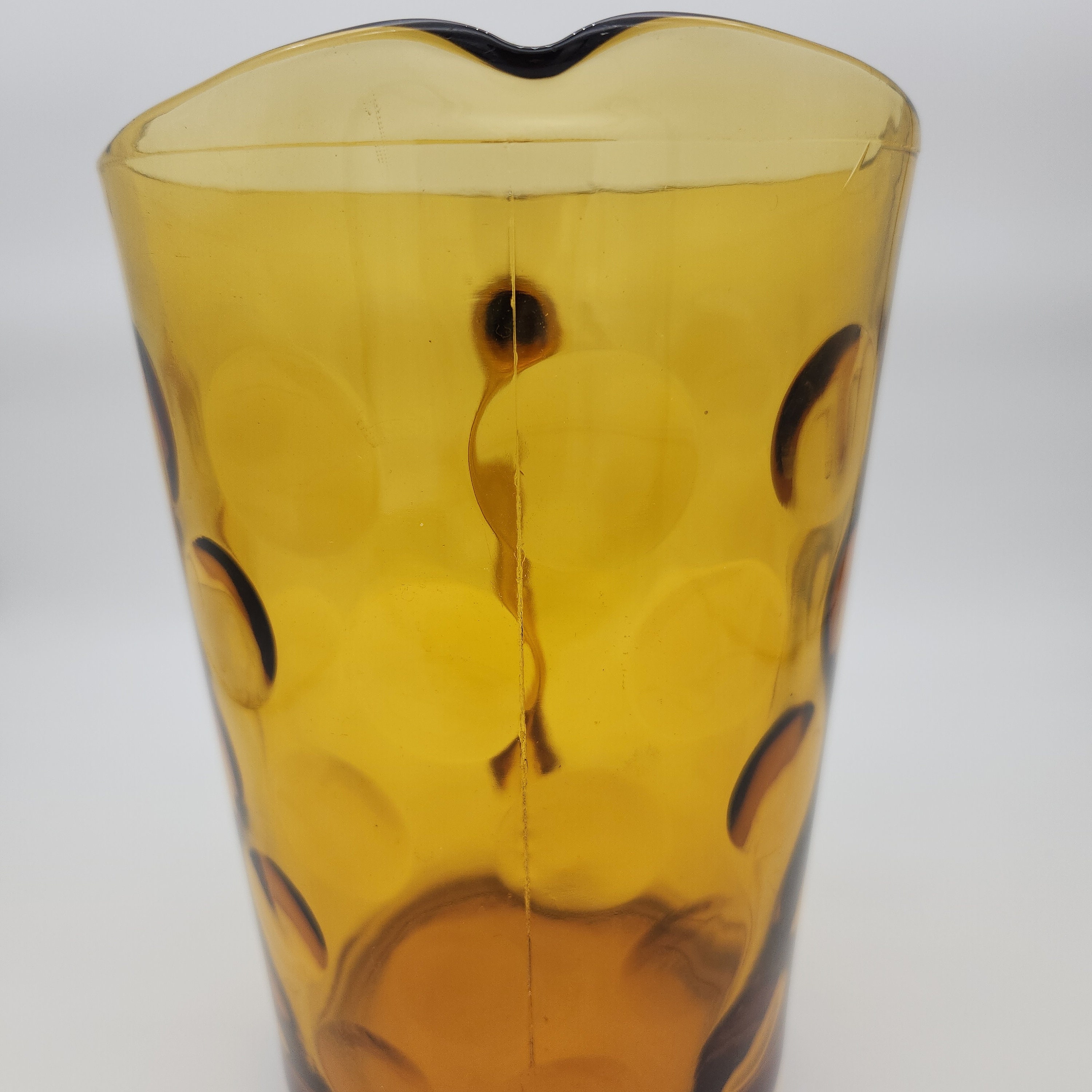 Hazel Atlas El Dorado Amber Glass Optic Coin Dot Pitcher Barware ...