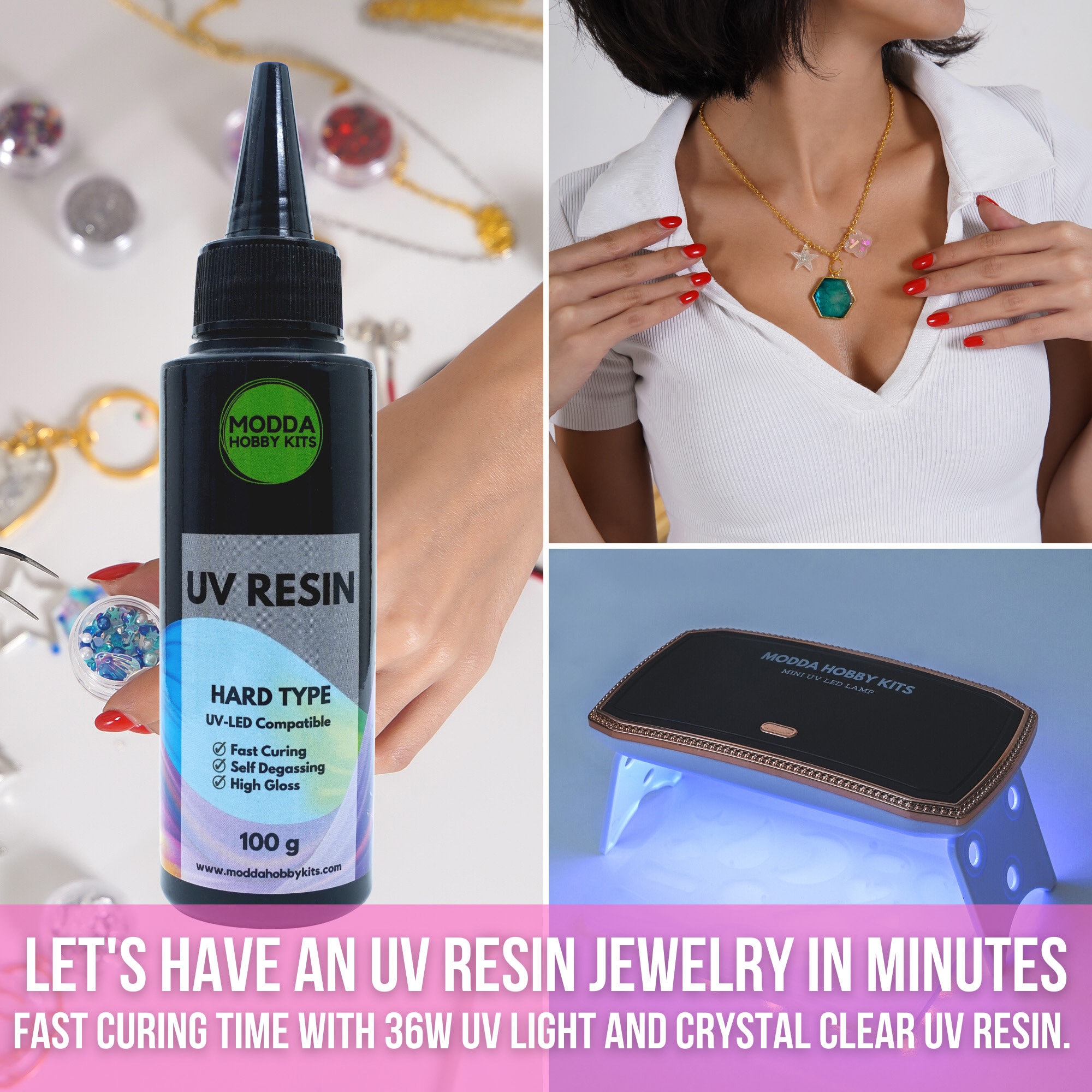 MODDA UV Resin Kit With Light for Beginners Resin Jewelry - Etsy