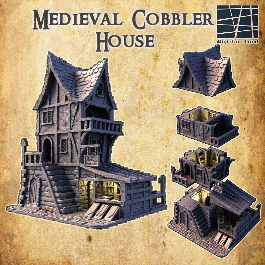 Medieval Cobbler House / 28mm Scale / Miniatureland / Terrain / Dnd ...