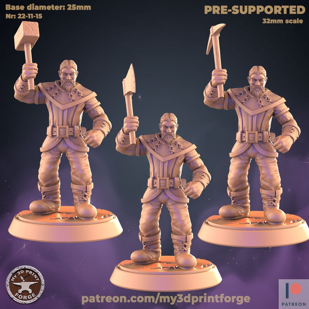 Human Worker / Humans / My3dprintforge / Miniatures / D&D - Etsy