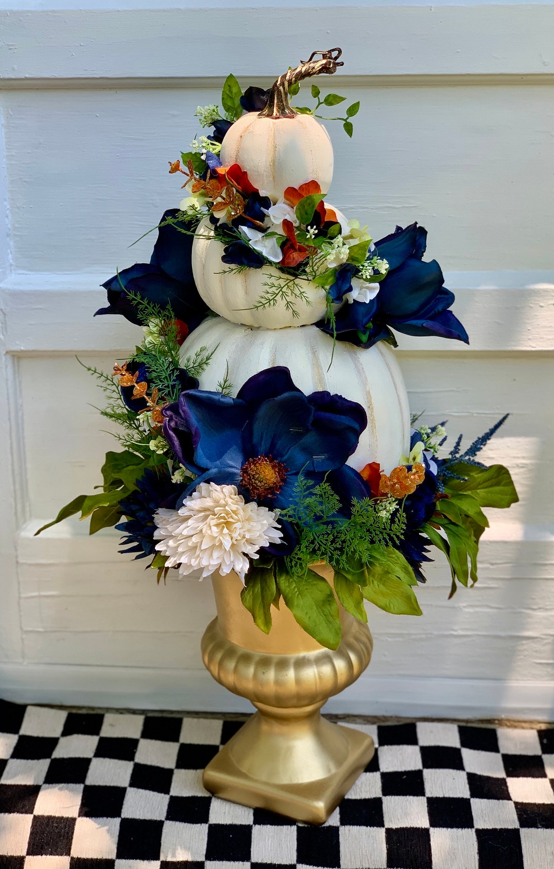 Stacked Pumpkins Topiary and Matching Door Hanger Two Piece Set. Fall ...