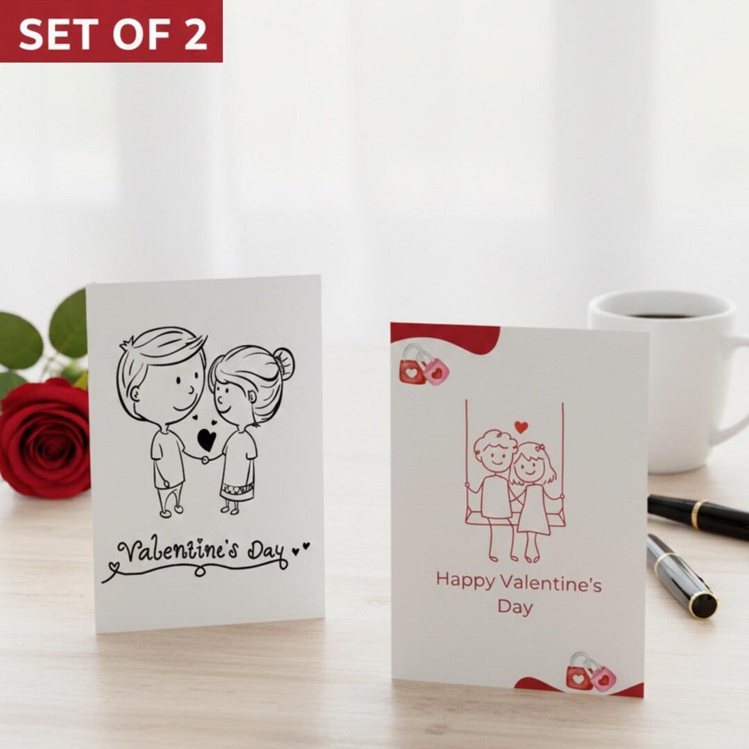Valentine's Day Cards, Couple Line Art, Instant Download, Minimalist ...