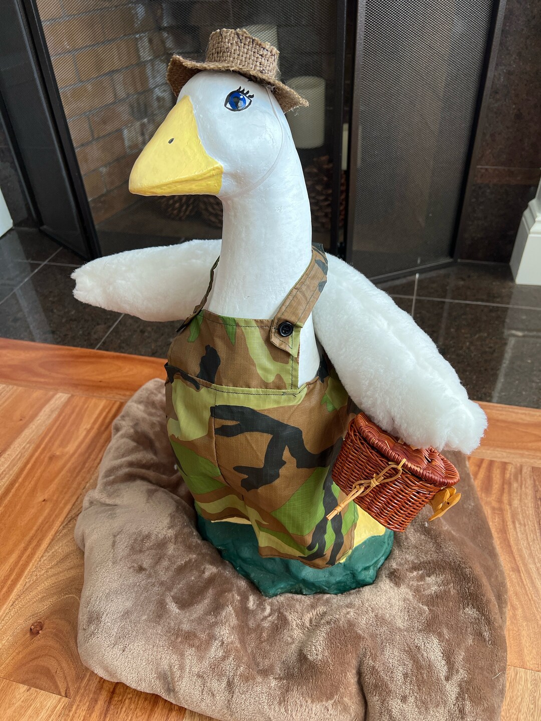 Fisherman 2 Waterproof Camouflage Overalls, Woven Straw Hat and Fishing ...