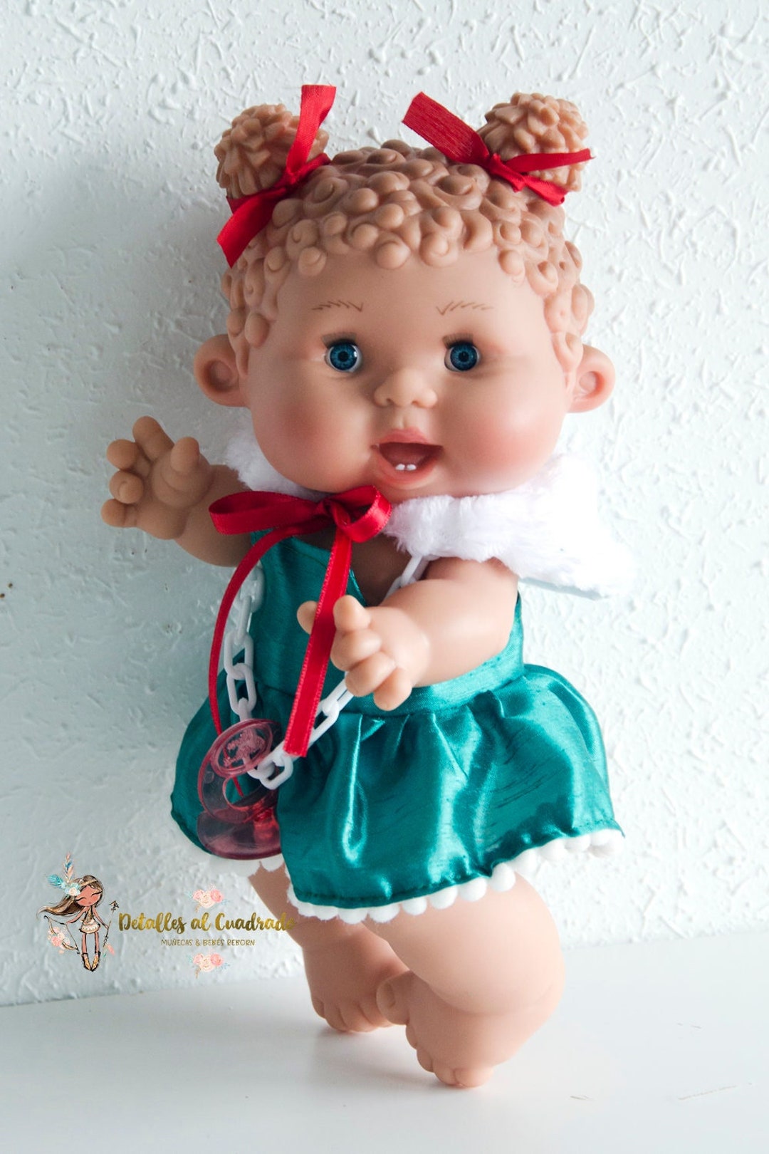 Pepote Christmas Doll, Green Dress Doll, Baby Doll With Pacifier, Doll ...