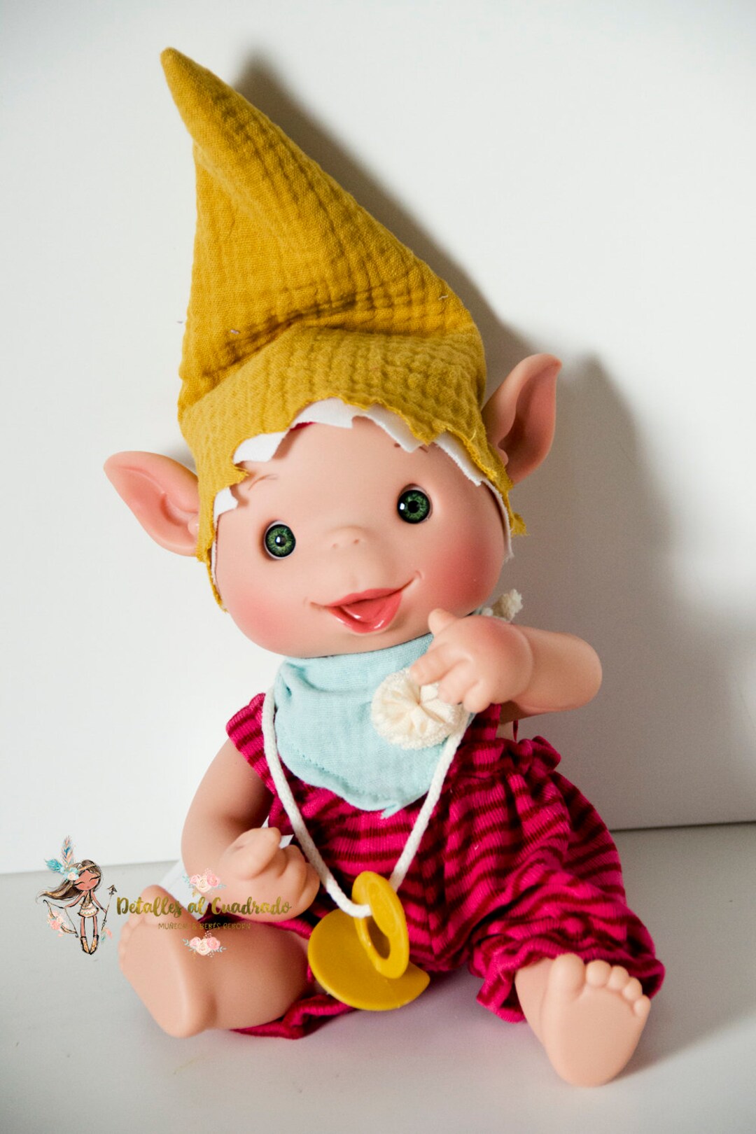 Elf Baby With Pacifier, Pointy Ears, Has Little Horns on Its Head, Doll ...