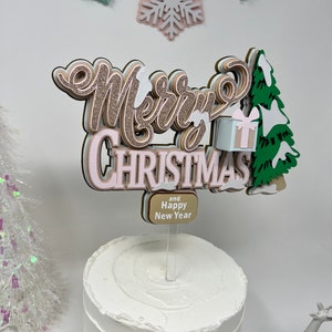 Christmas Cake Topper| Pink Christmas| Pastel Christmas Cake Topper ...