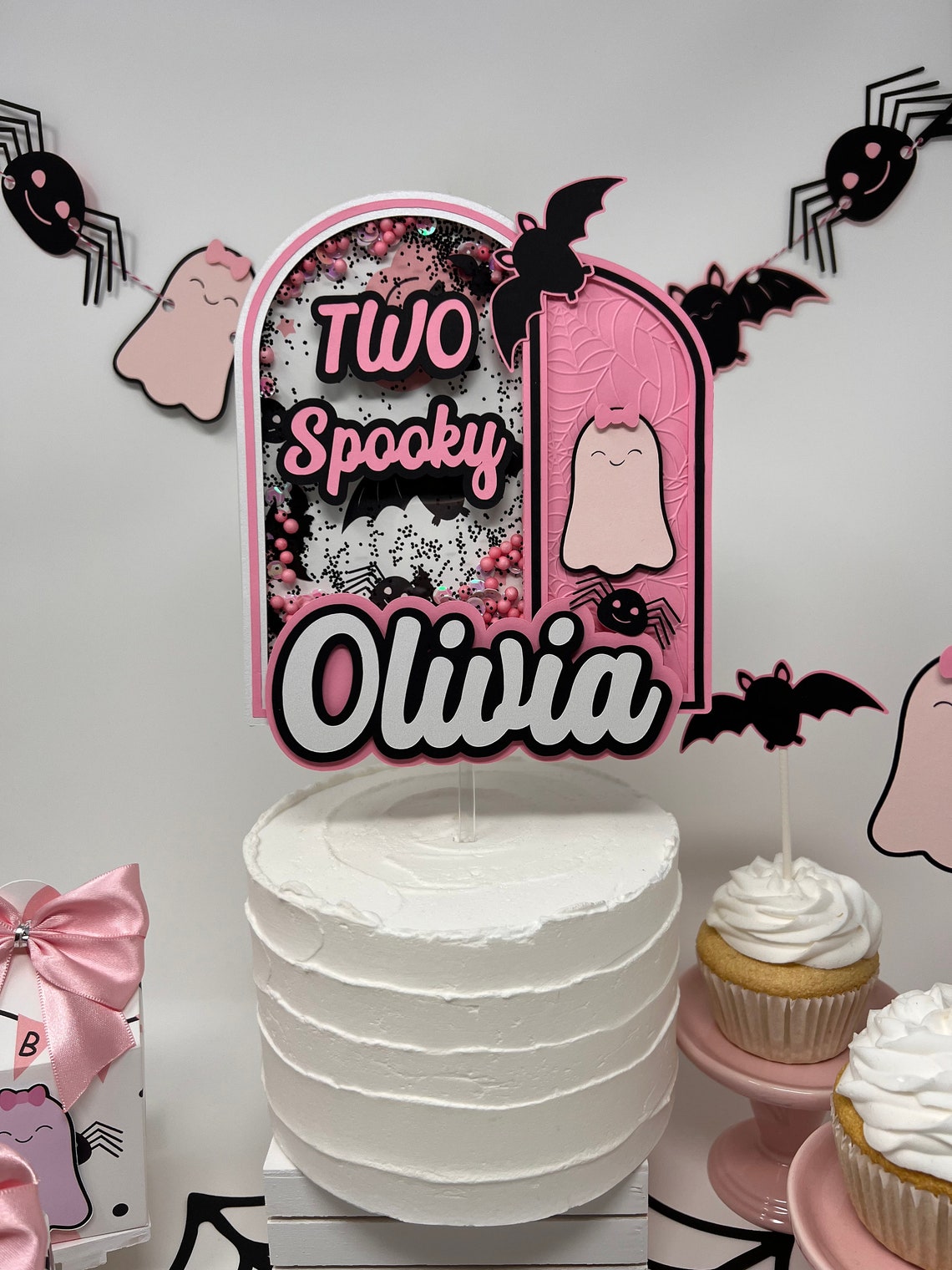 Two Spooky Cake Topper Pink Halloween Halloween Cake - Etsy