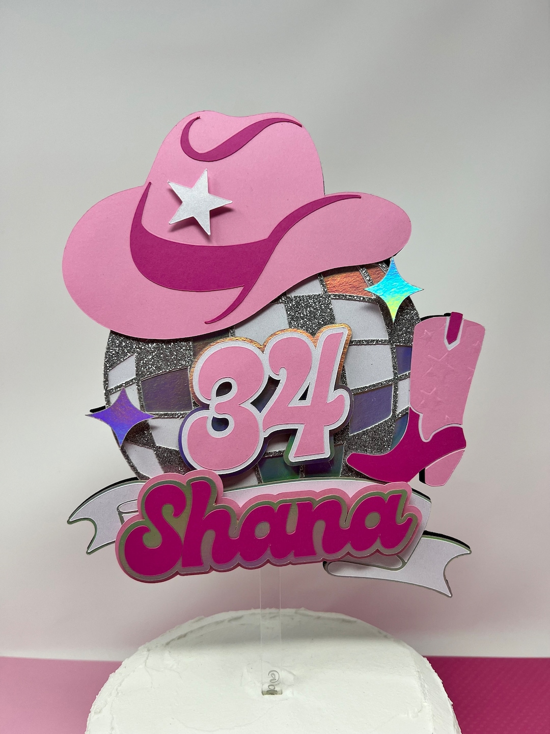 Disco Cowgirl Theme Birthday Disco Cowgirl Cake Topper Space Cowgirl ...