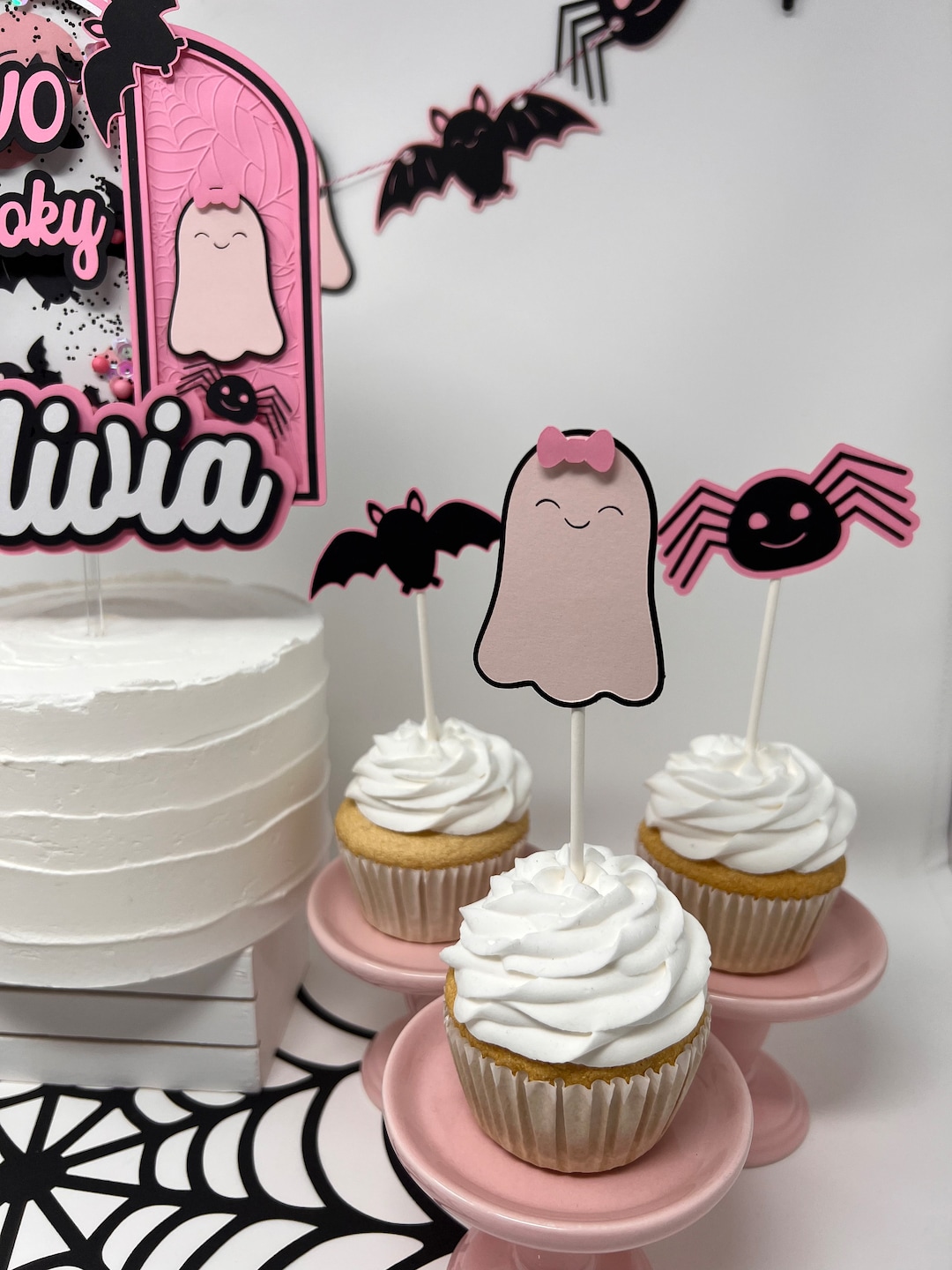 Pink Halloween | Halloween Cupcake Toppers| Cute Ghost Cupcakes Topper ...