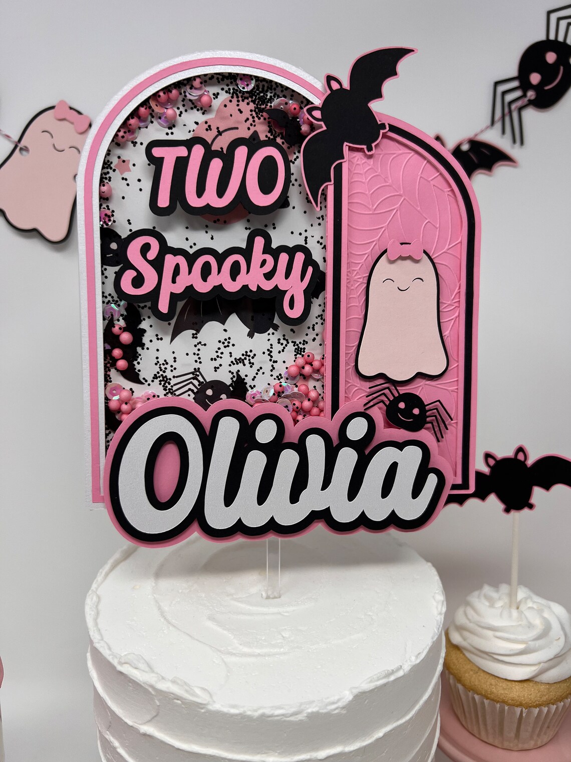 Two Spooky Cake Topper Pink Halloween Halloween Cake - Etsy