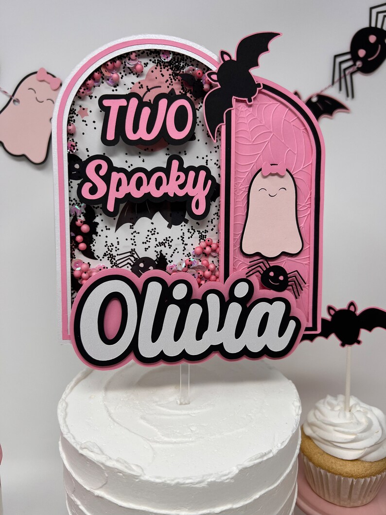 Two Spooky Cake Topper Pink Halloween Halloween Cake - Etsy