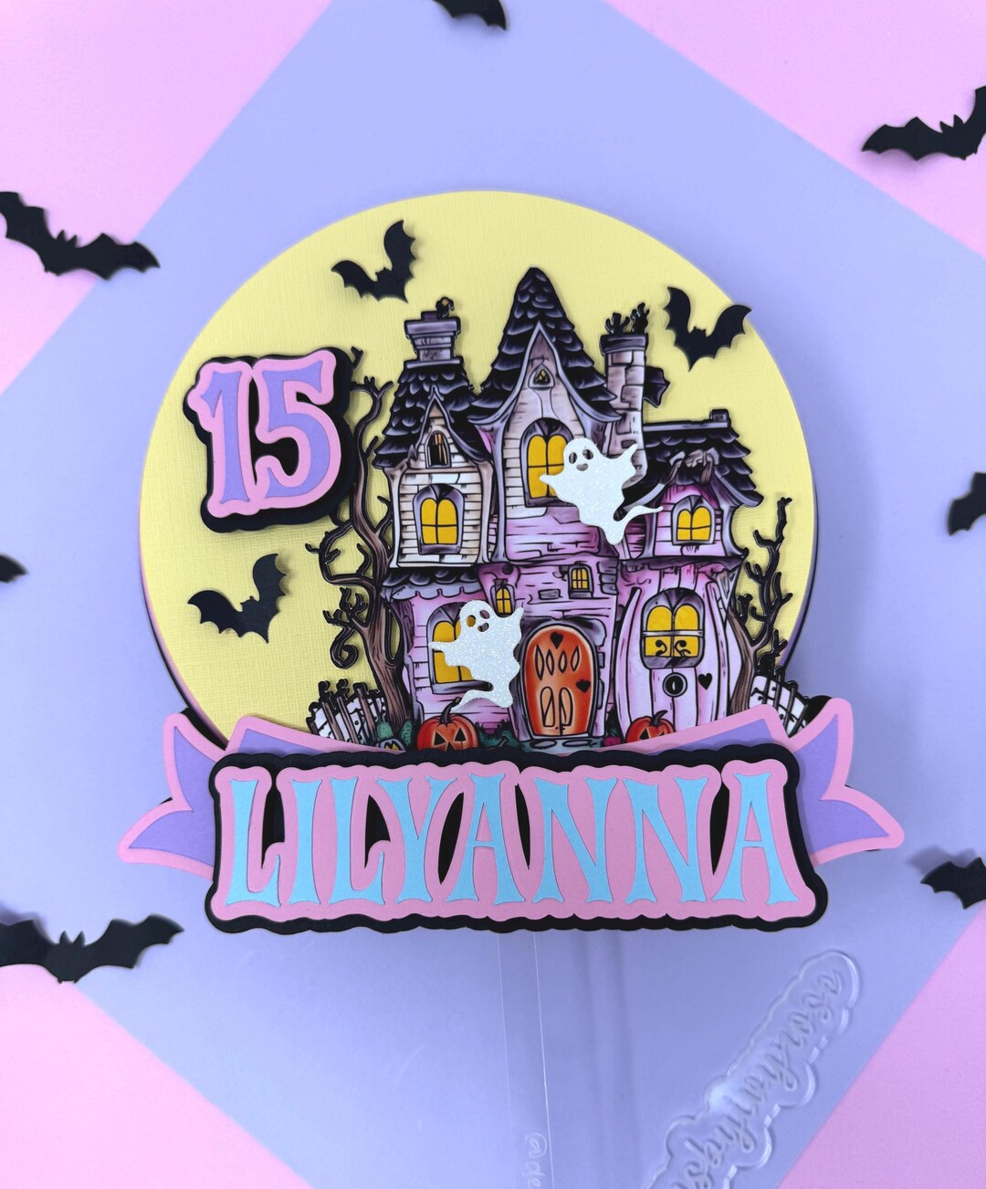 Halloween Cake Topper| Pink Halloween | Pastel Halloween Cake Topper ...