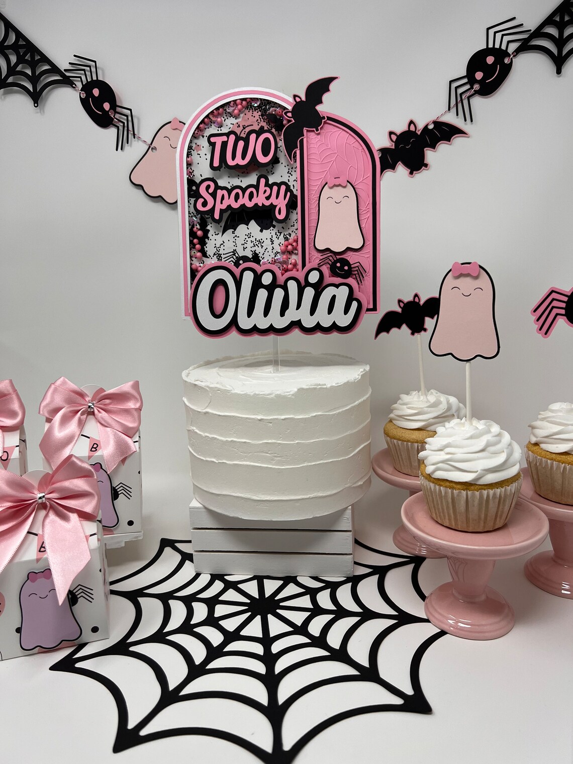 Two Spooky Cake Topper Pink Halloween Halloween Cake - Etsy