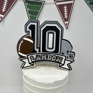 Personalized Football Cake Topper: Navy & Silver Birthday Party Decor ...