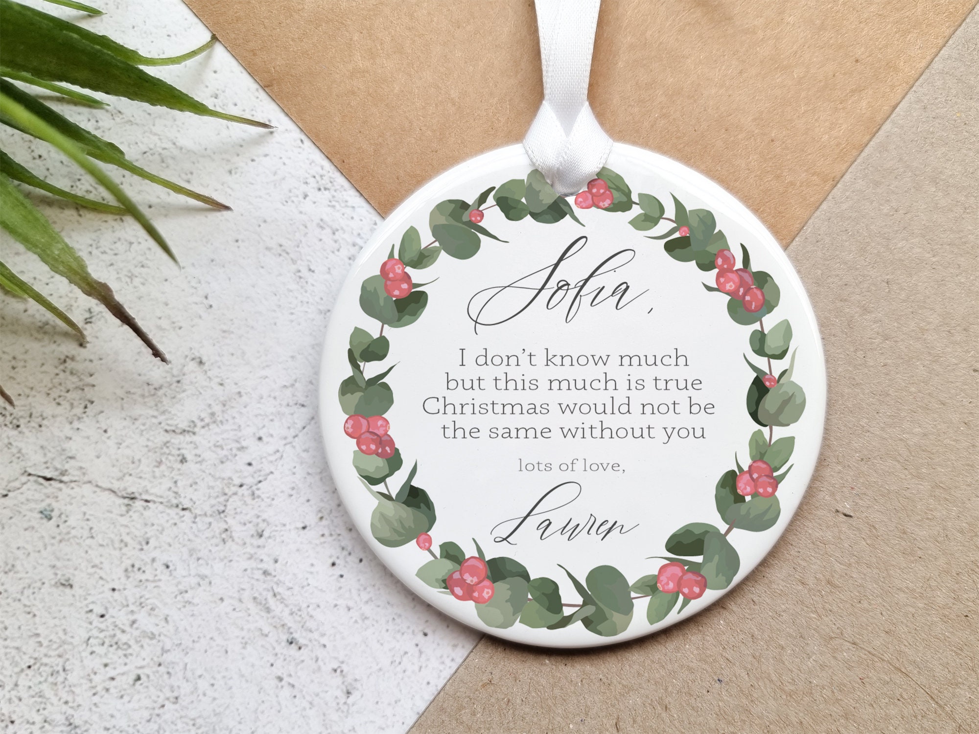 Personalised Christmas Poem Ceramic Ornament, Gift for Loved Ones ...